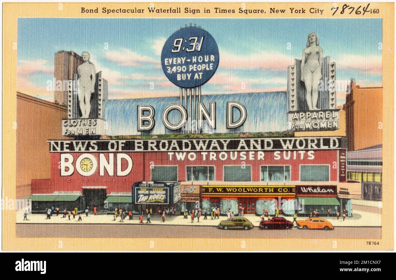 Bond spectacular waterfall sign in Times Square, New York City ...