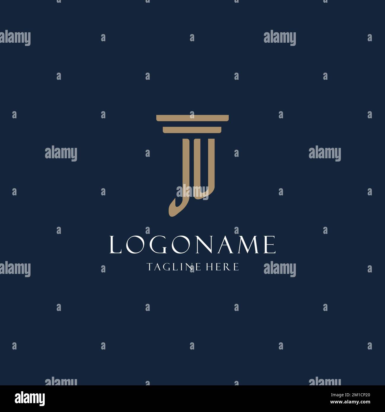 JU initial monogram logo for law office, lawyer, advocate with pillar ...