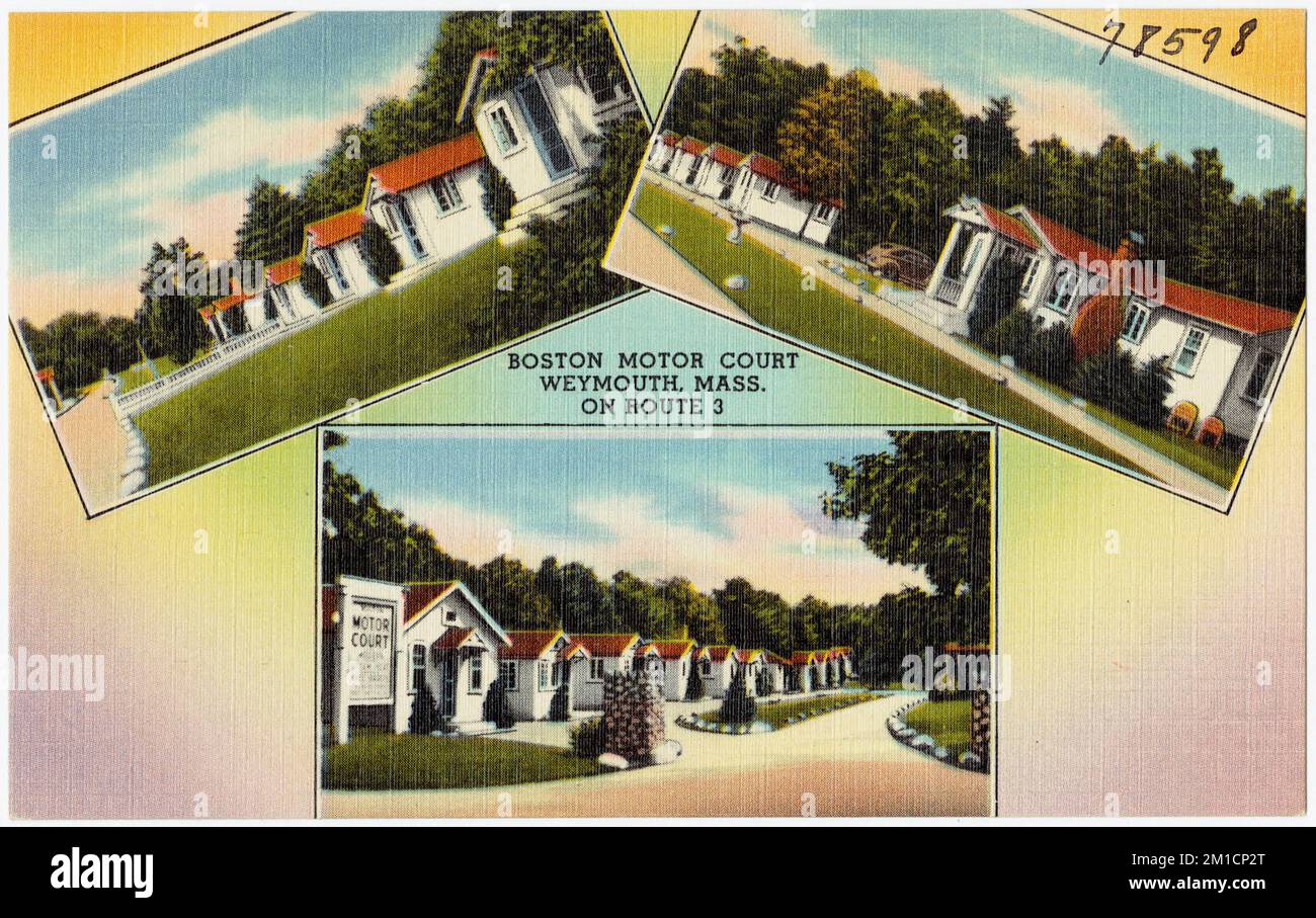 Boston Motor Court, Weymouth, Mass., on Route 3. , Motels, Tichnor ...