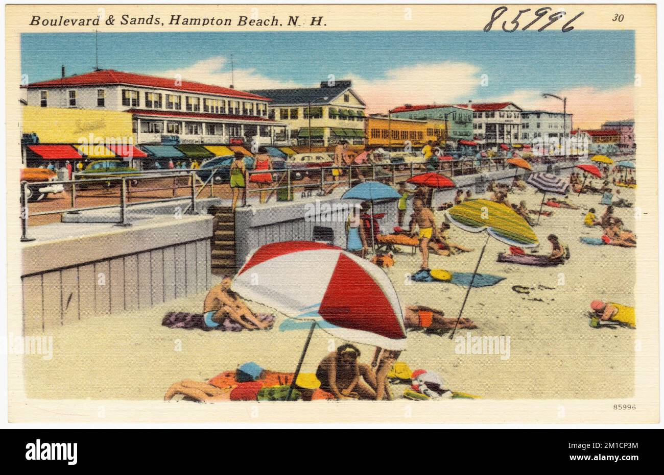 Boulevard & sands, Hampton Beach, N.H. , Beaches, Tichnor Brothers ...