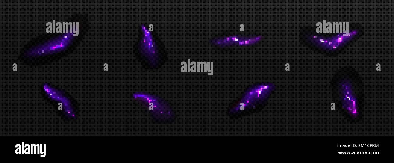 Lightnings, purple thunderbolt strikes at night. Electric impact ...