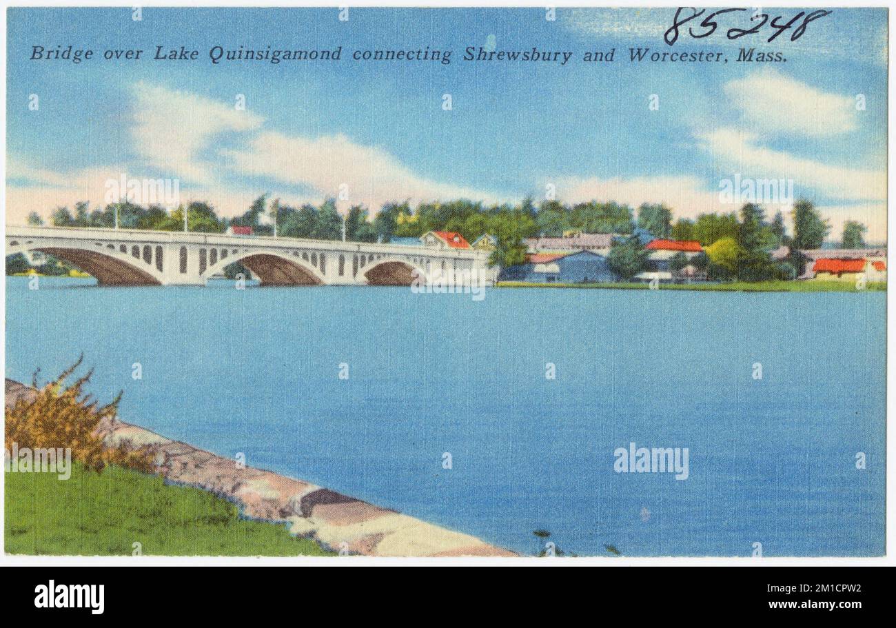 Bridge over Lake Quinsigamond connecting Shrewsbury and Worcester, Mass ...