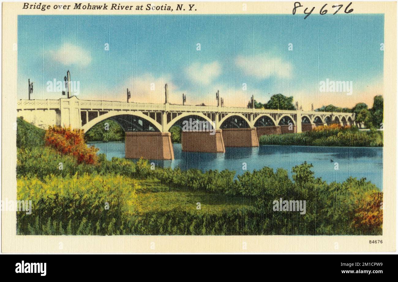 Bridge over Mohawk River at Scotia, N. Y. , Bridges, Tichnor Brothers ...