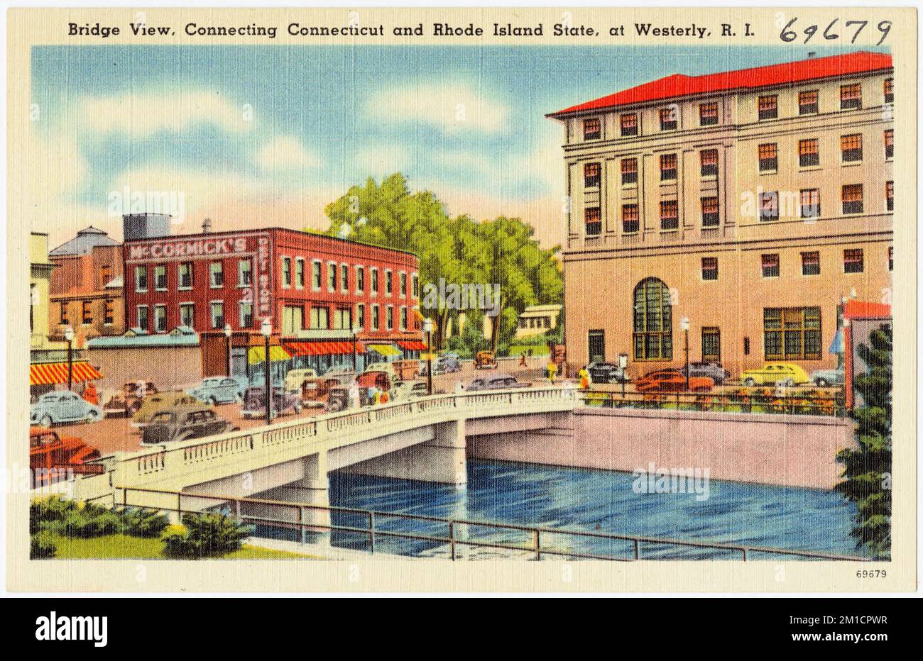 Bridge view, connecting Connecticut and Rhode Island State, at Westerly ...