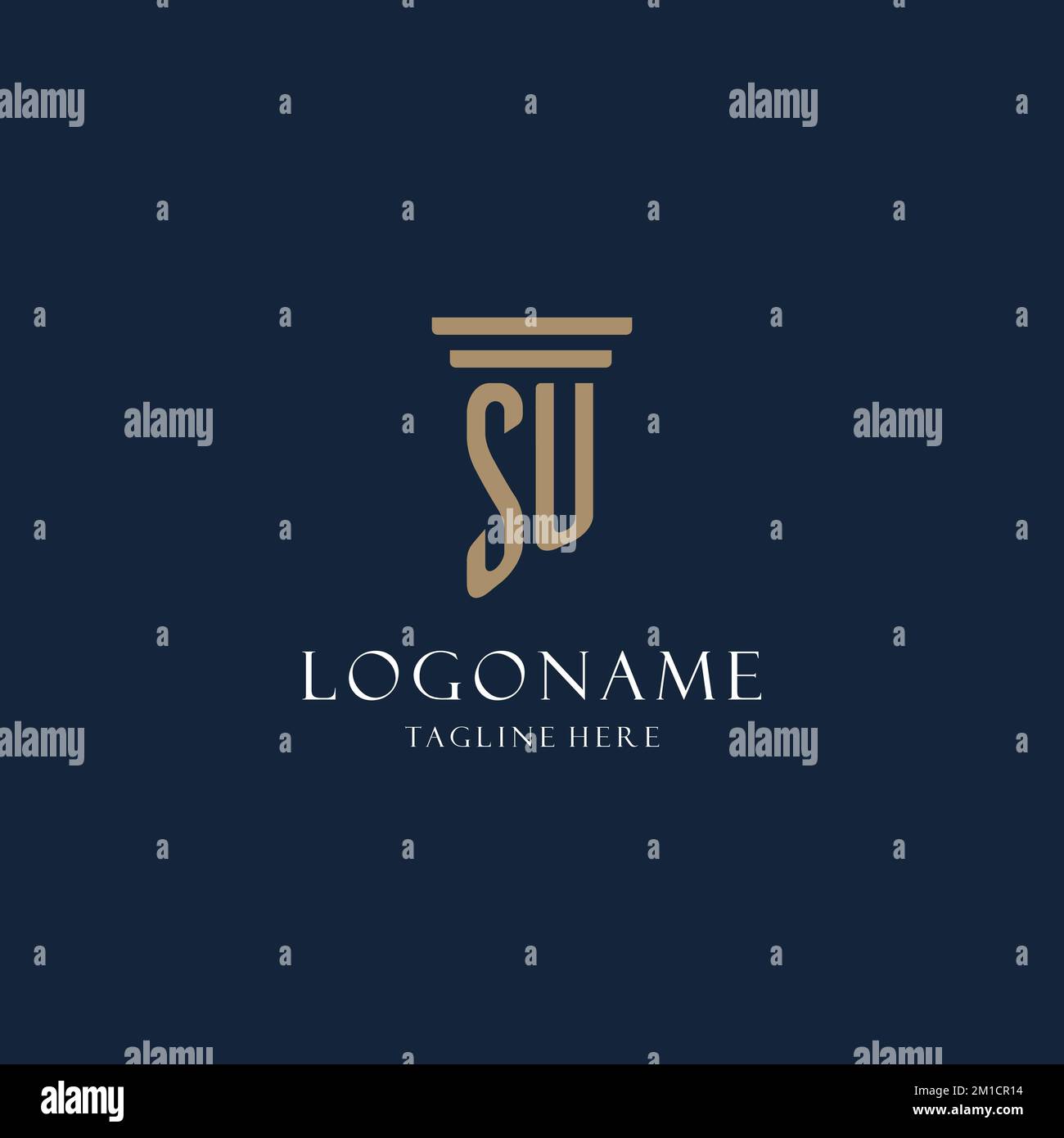 SU initial monogram logo for law office, lawyer, advocate with pillar ...