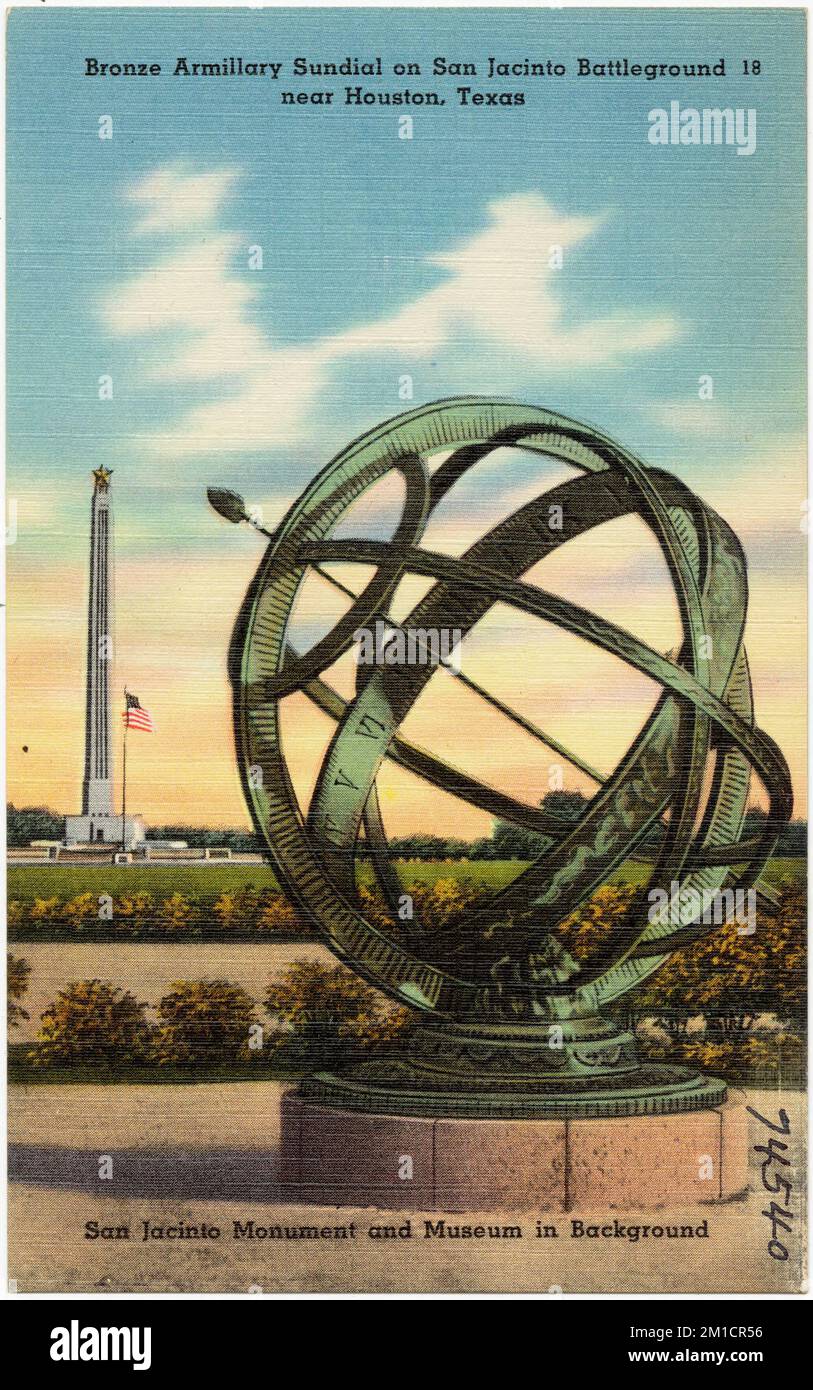 Bronze Armillary Sundial on San Jacinto Battleground, near Houston ...