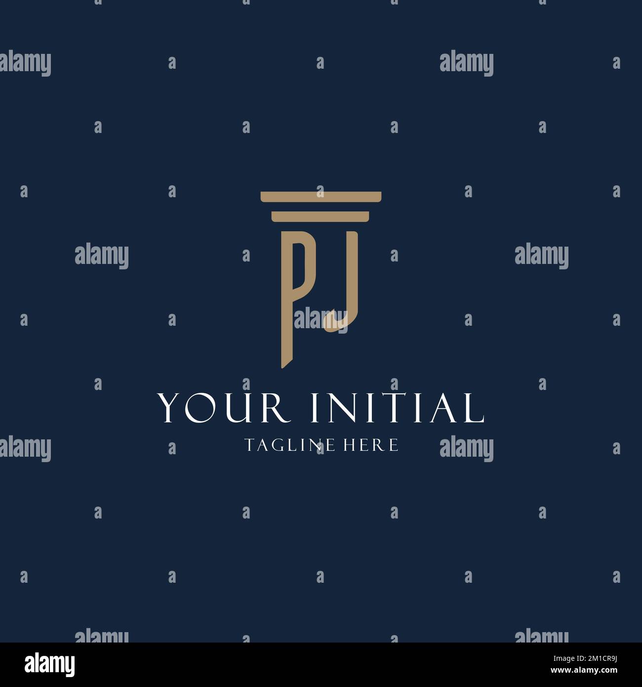 PJ initial monogram logo for law office, lawyer, advocate with pillar ...