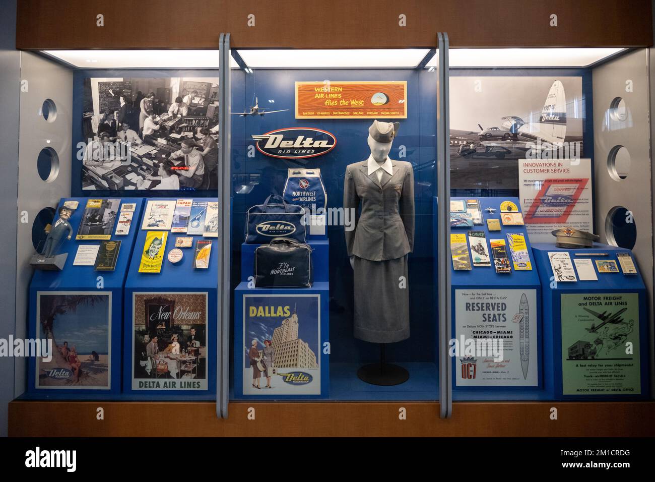 A Delta Air Lines flight attendant display at the Delta Flight Museum ...