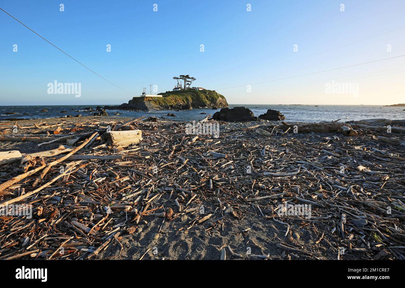 Wood on the beach in Battery Point, California Stock Photo - Alamy