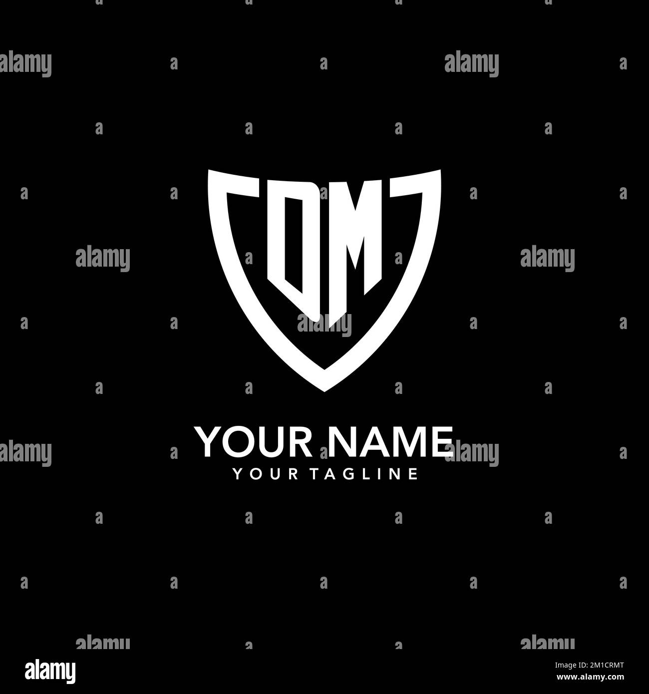 DM monogram initial logo with clean modern shield icon design ...