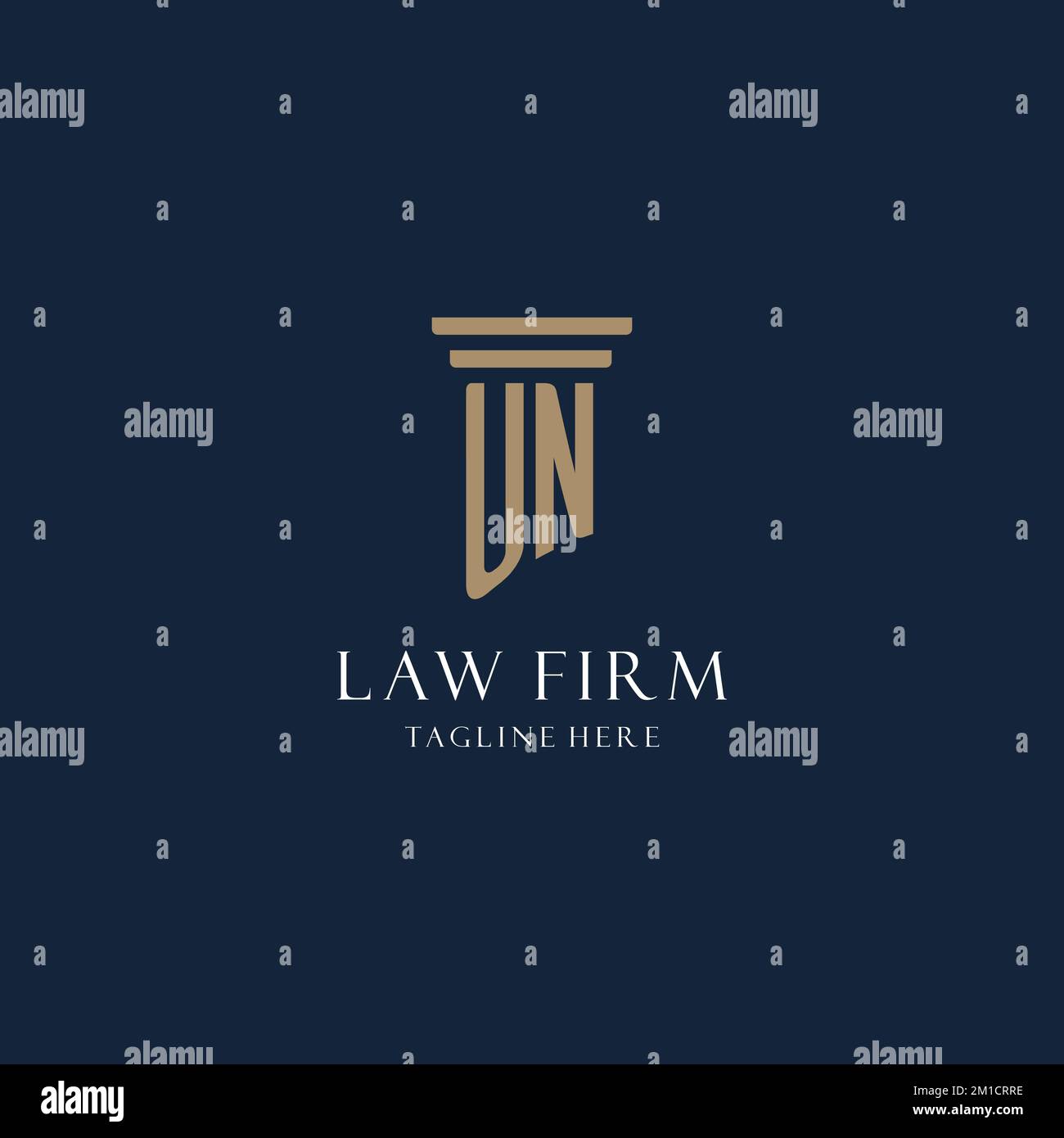 UN initial monogram logo for law office, lawyer, advocate with pillar ...