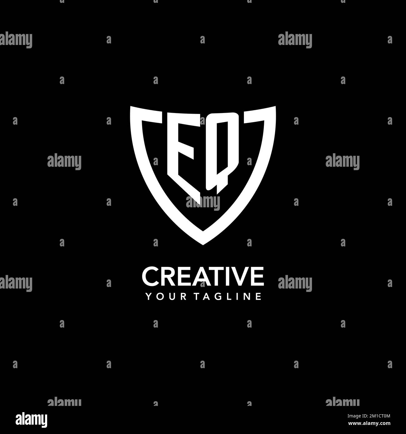 EQ monogram initial logo with clean modern shield icon design ...
