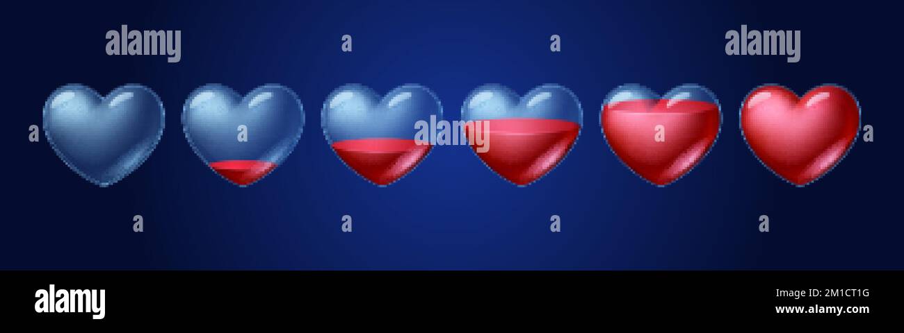 Heart fill progress game animation sprite sheet, app icons. Ui or gui ...