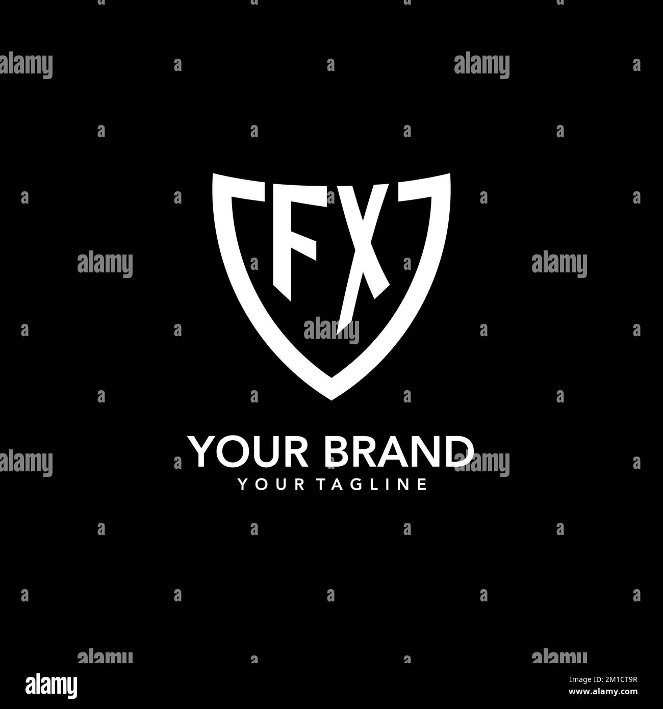 FX monogram initial logo with clean modern shield icon design ...