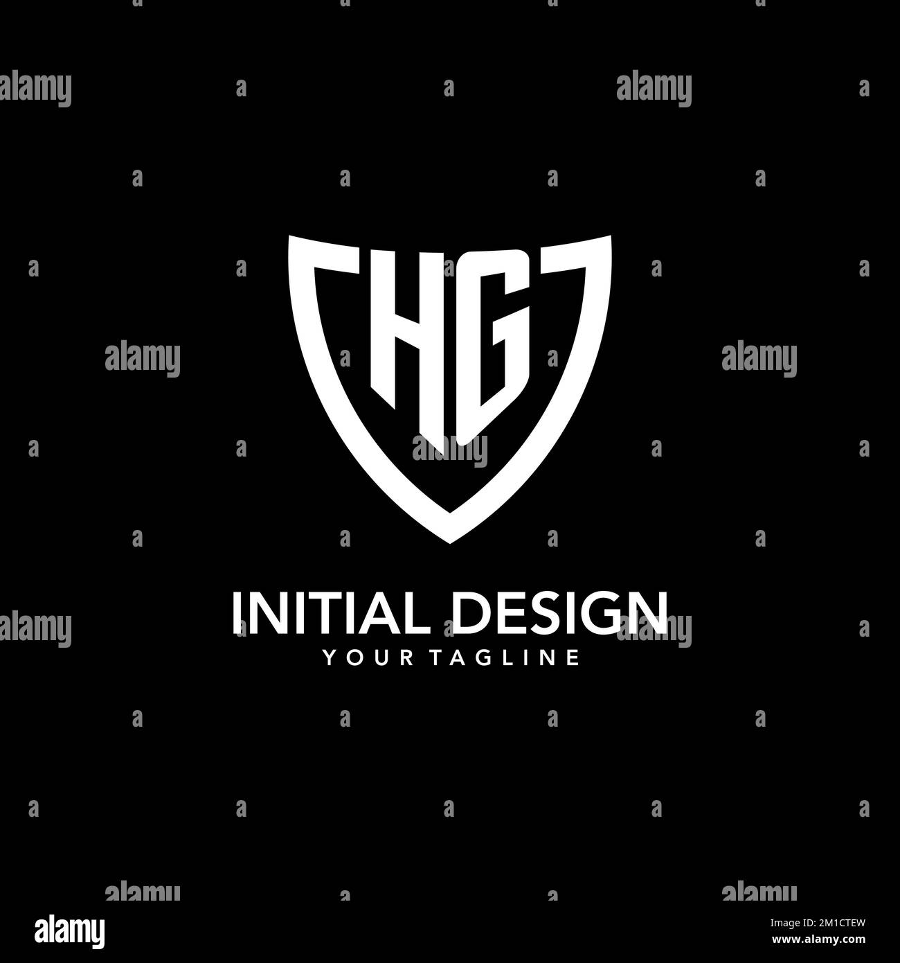 HG monogram initial logo with clean modern shield icon design ...