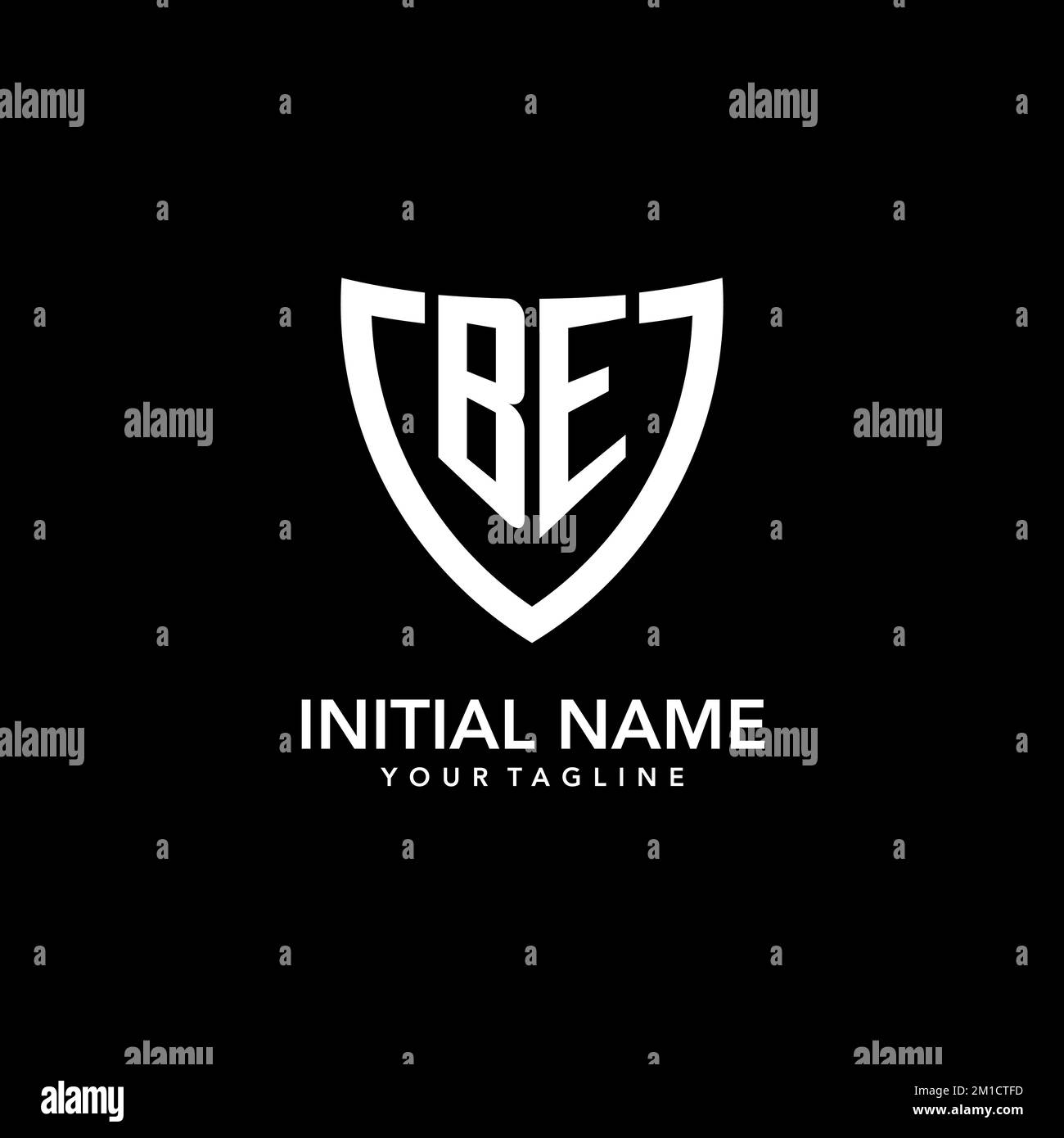 BE monogram initial logo with clean modern shield icon design ...
