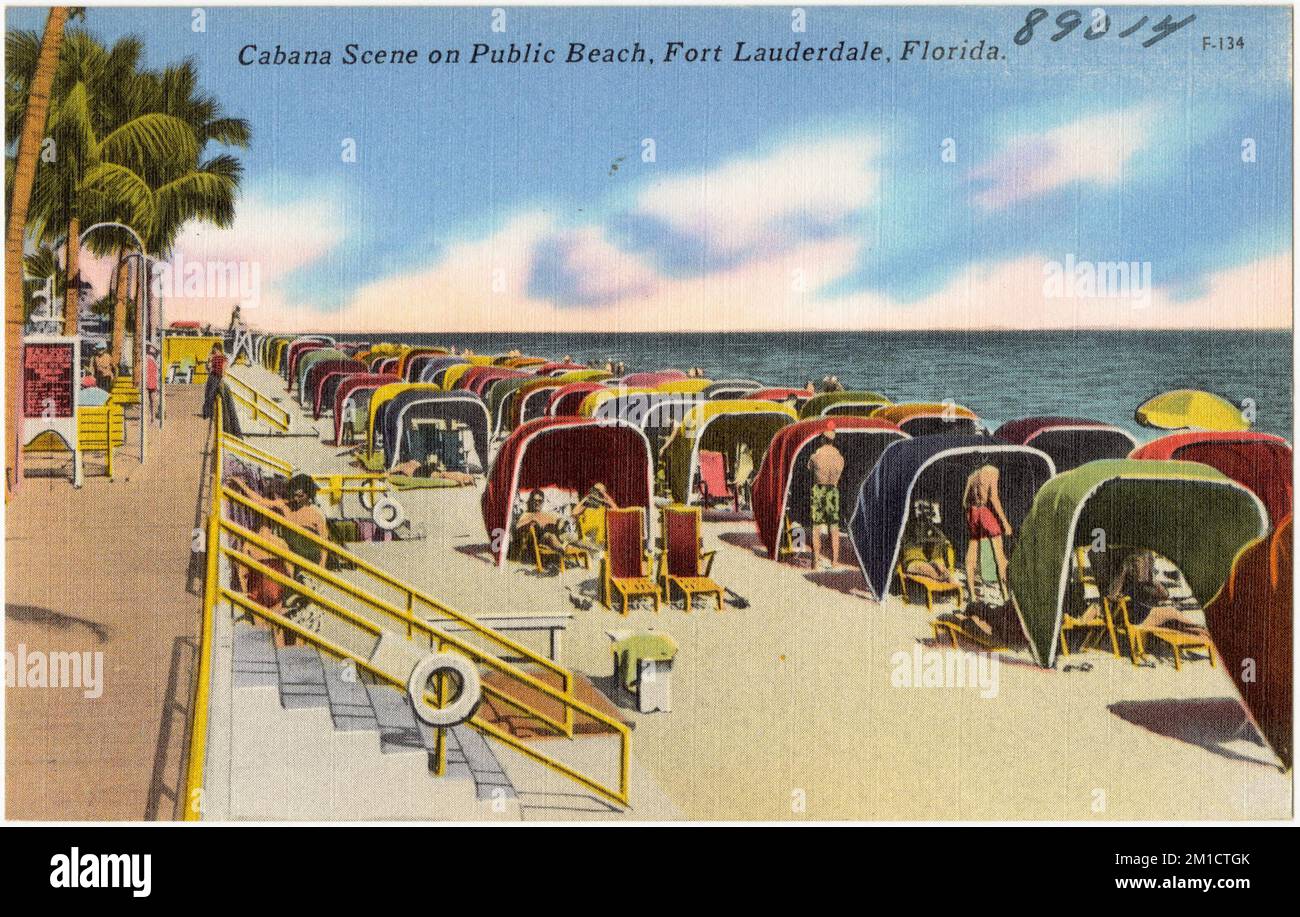 Cabana scene on public beach, Fort Lauderdale, Florida , Beaches ...