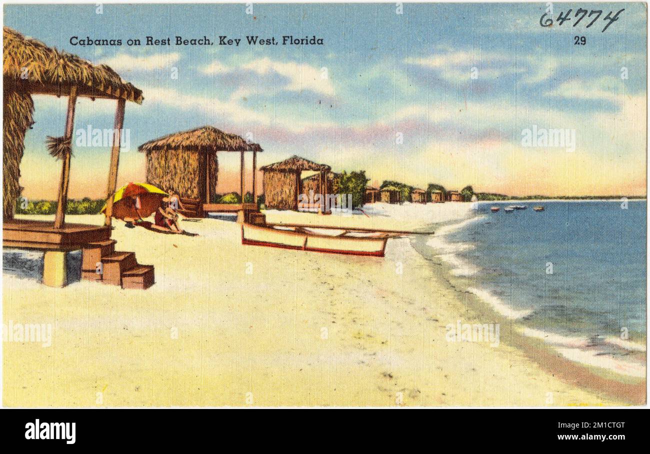 Cabanas on the rest beach, Key West, Florida , Beaches, Tichnor ...