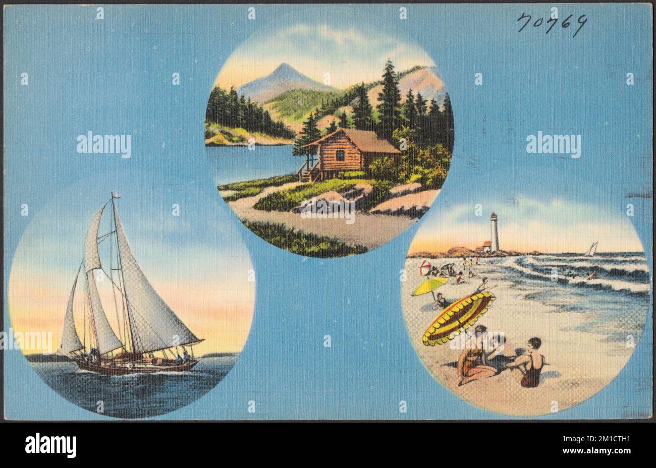 A cabin. A sailboat. A beach scene , Cabins, Sailboats, Beaches ...