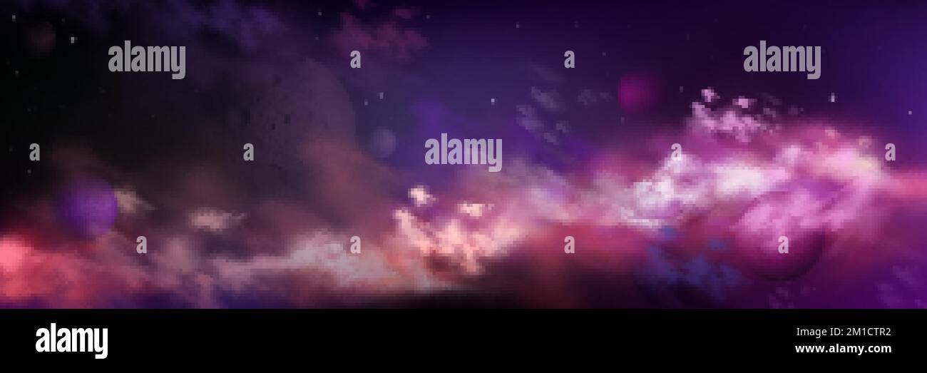 Realistic space background with planets, stars and nebula clouds in ...