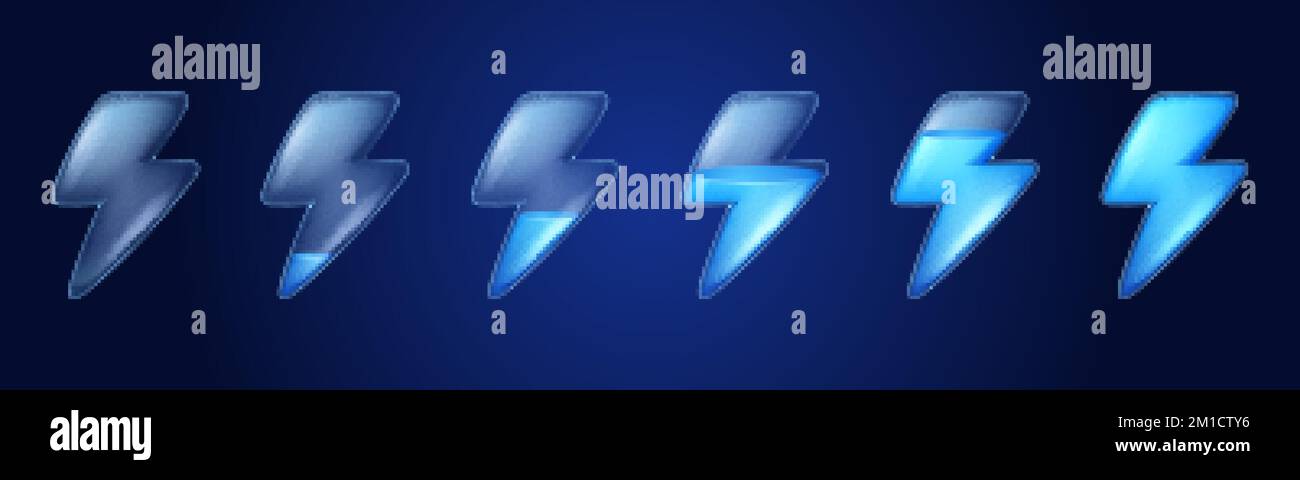 Lightnings game fill progress score or level animation frame from empty ...