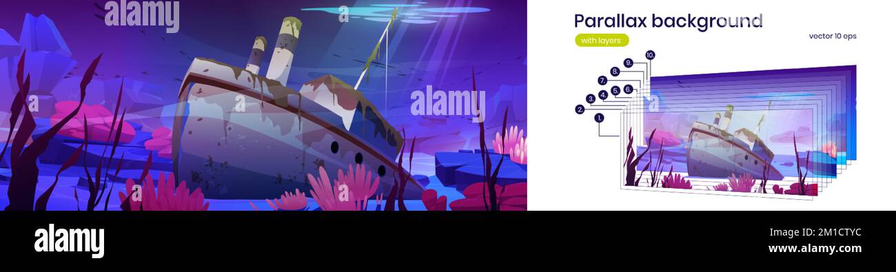 Wreck under the sea Stock Vector Images - Alamy
