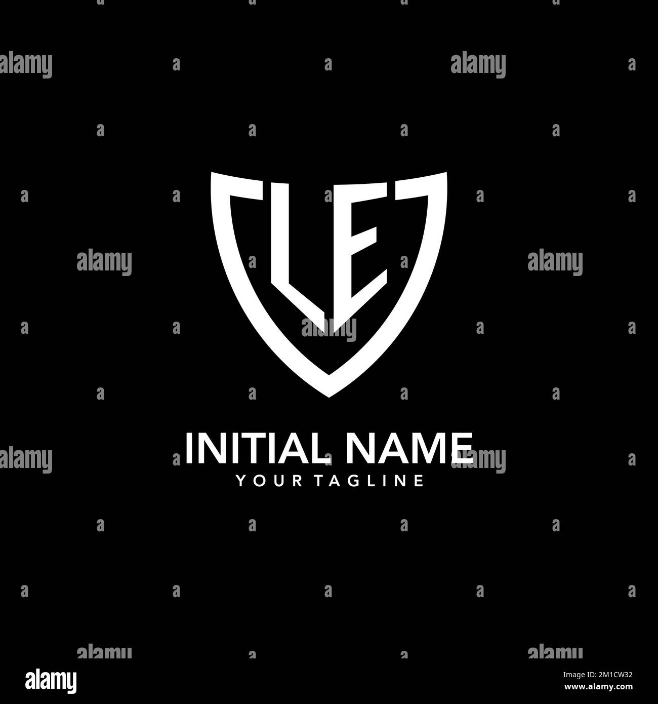 LE monogram initial logo with clean modern shield icon design ...