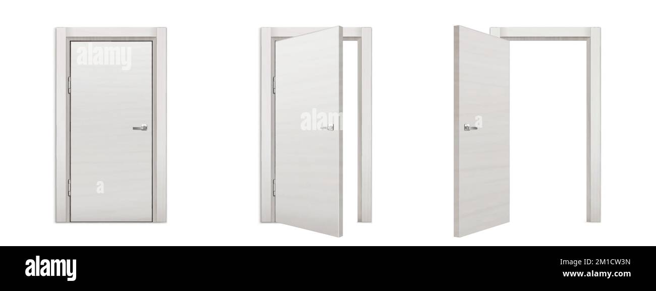 White wooden door for front entrance or inside house, apartment or ...