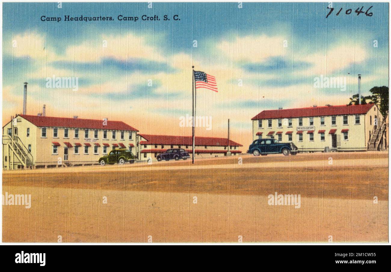 Camp headquarters, Camp Croft, S. C. , Military facilities, Tichnor ...