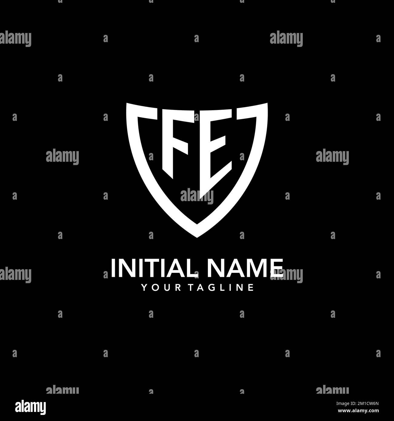 FE monogram initial logo with clean modern shield icon design ...