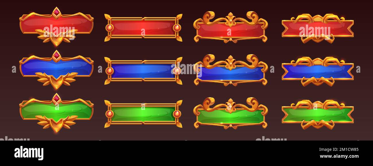 Medieval game frames or buttons, user interface menu elements. Oblong ... Medieval game frames or buttons, user interface menu elements. Oblong ...