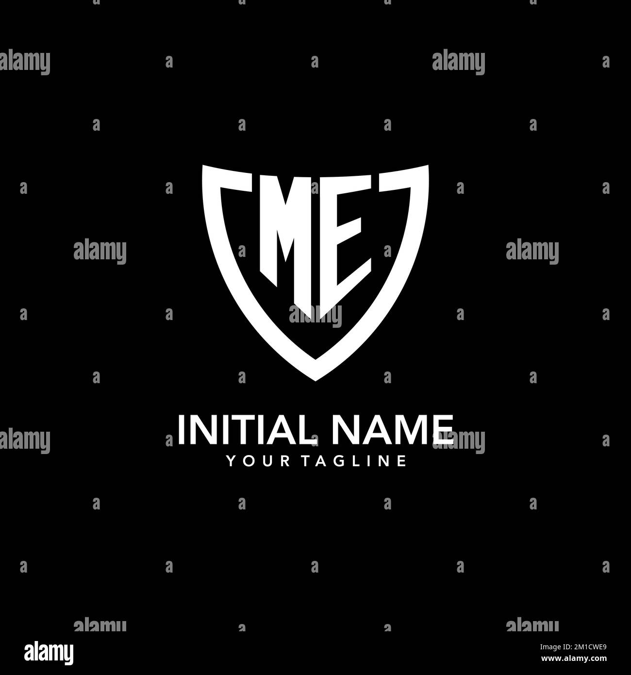 ME monogram initial logo with clean modern shield icon design ...