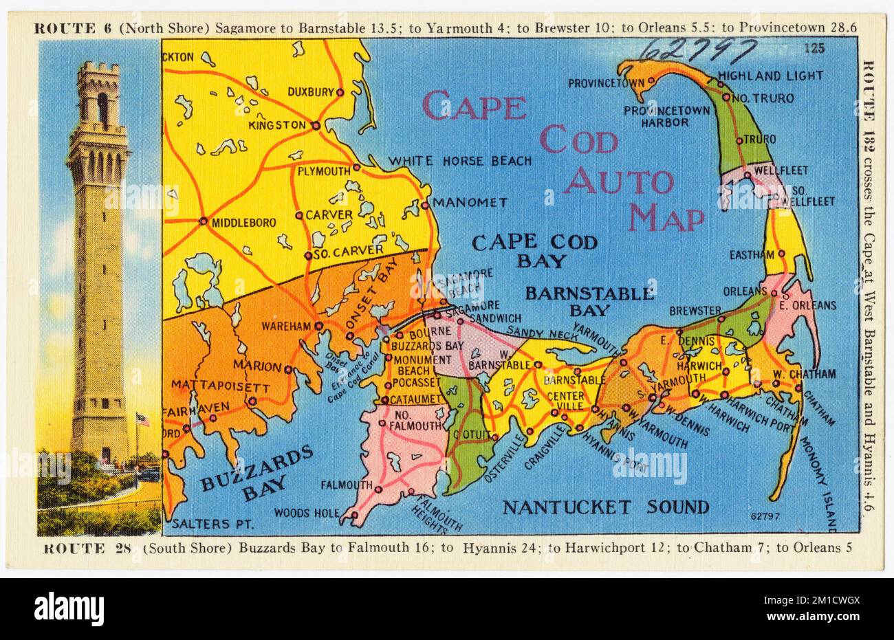 Cape Cod Auto Map , Maps, Tichnor Brothers Collection, postcards of the ...