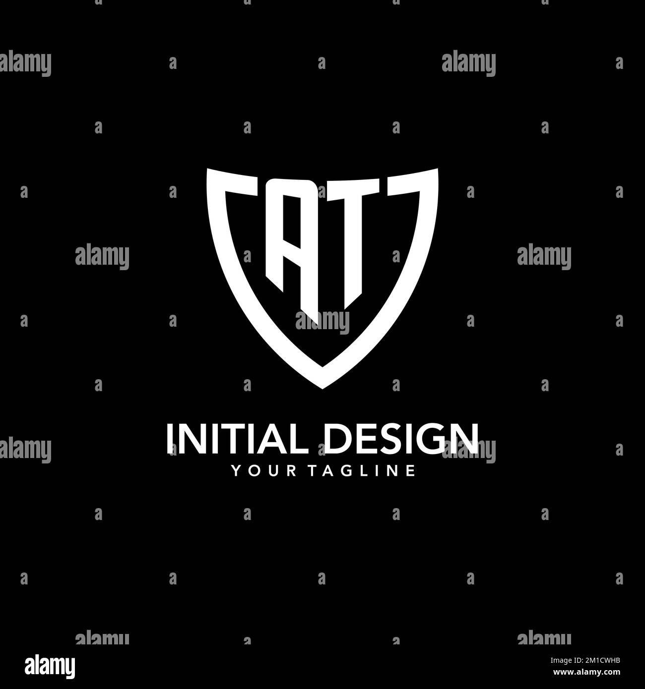 AT monogram initial logo with clean modern shield icon design ...