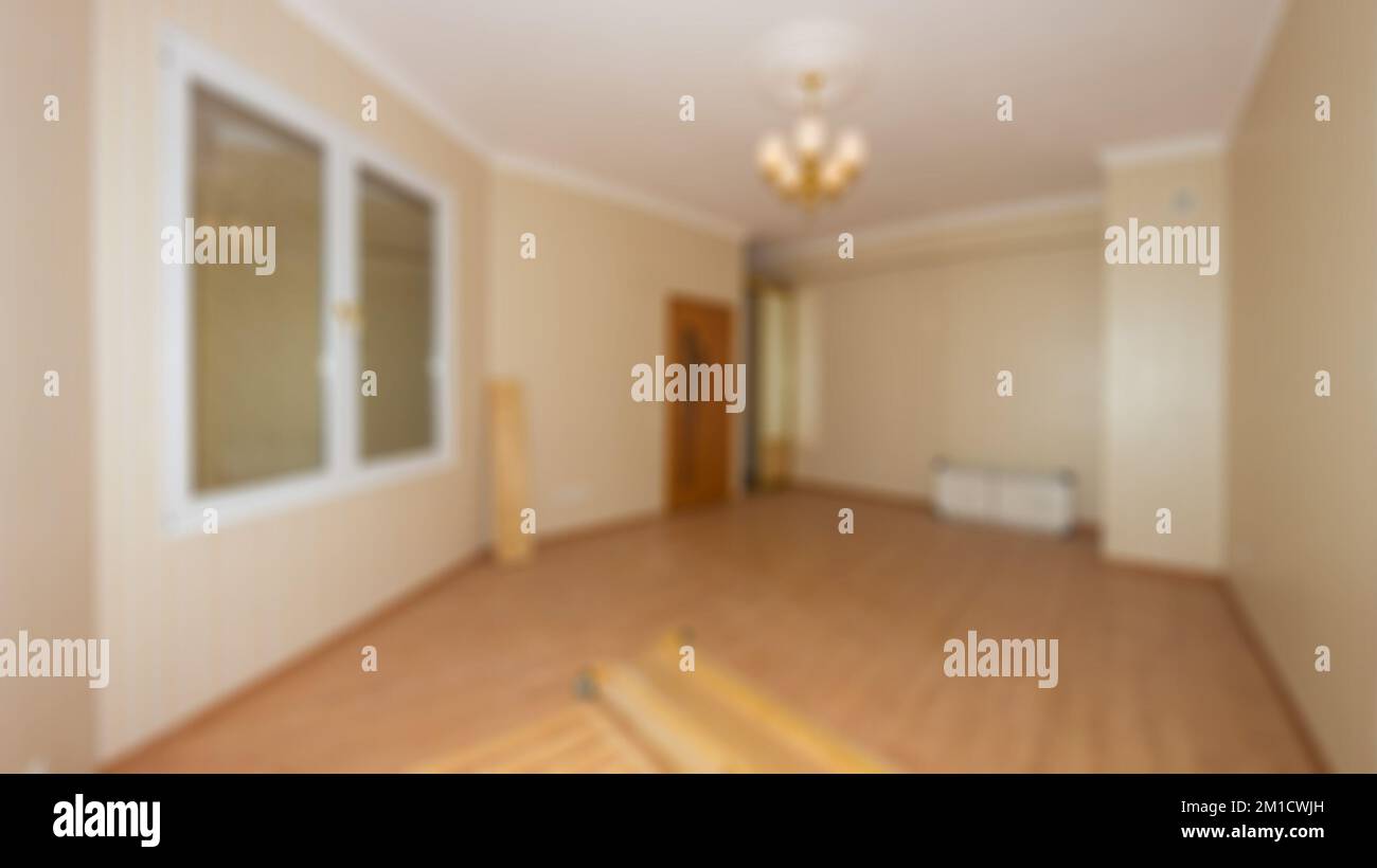 Interior construction of new house project with bright wall background ...