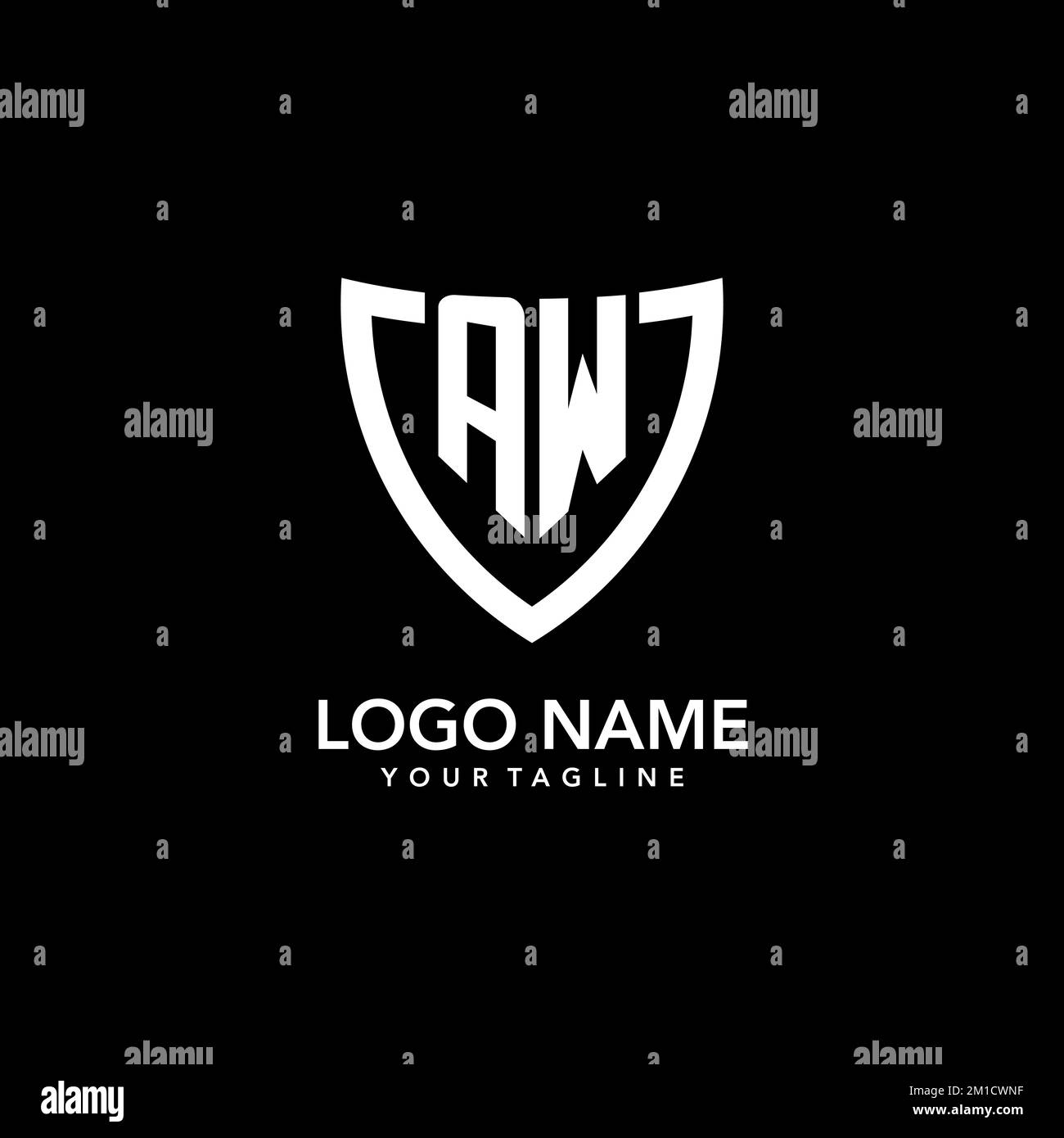 AW monogram initial logo with clean modern shield icon design ...