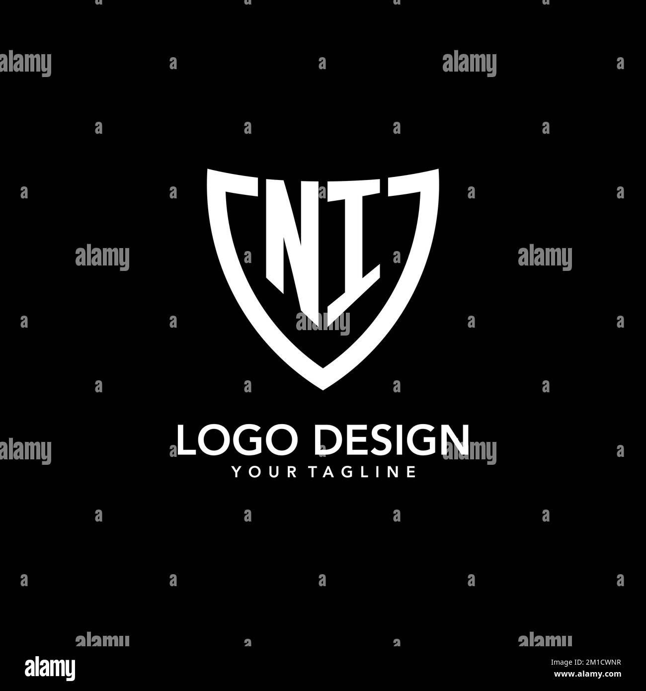 NI monogram initial logo with clean modern shield icon design ...