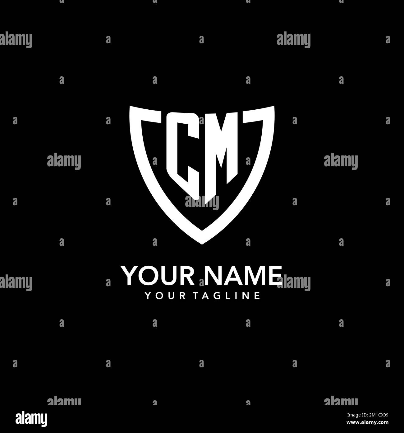 CM monogram initial logo with clean modern shield icon design ...