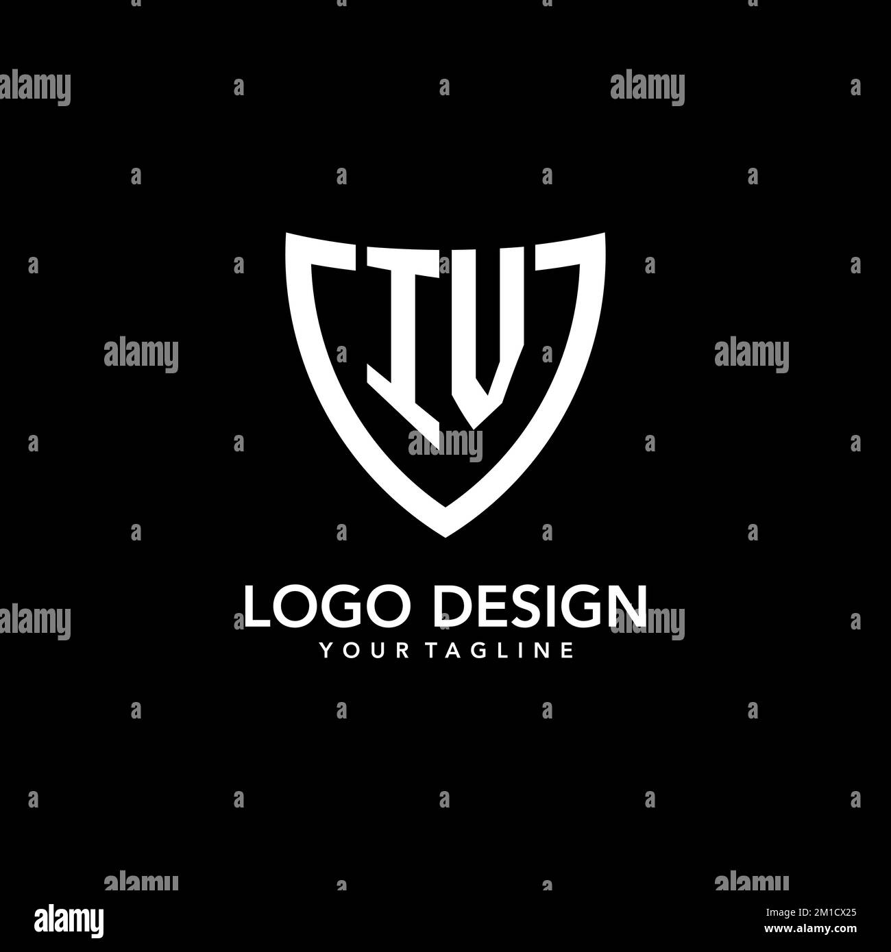 IV monogram initial logo with clean modern shield icon design ...