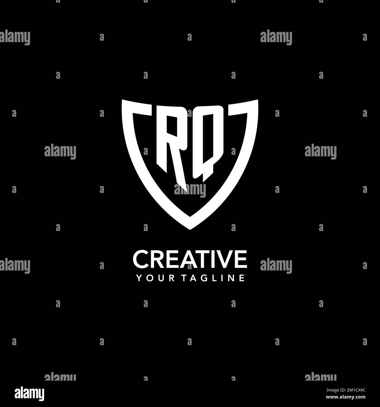 RQ monogram initial logo with clean modern shield icon design ...