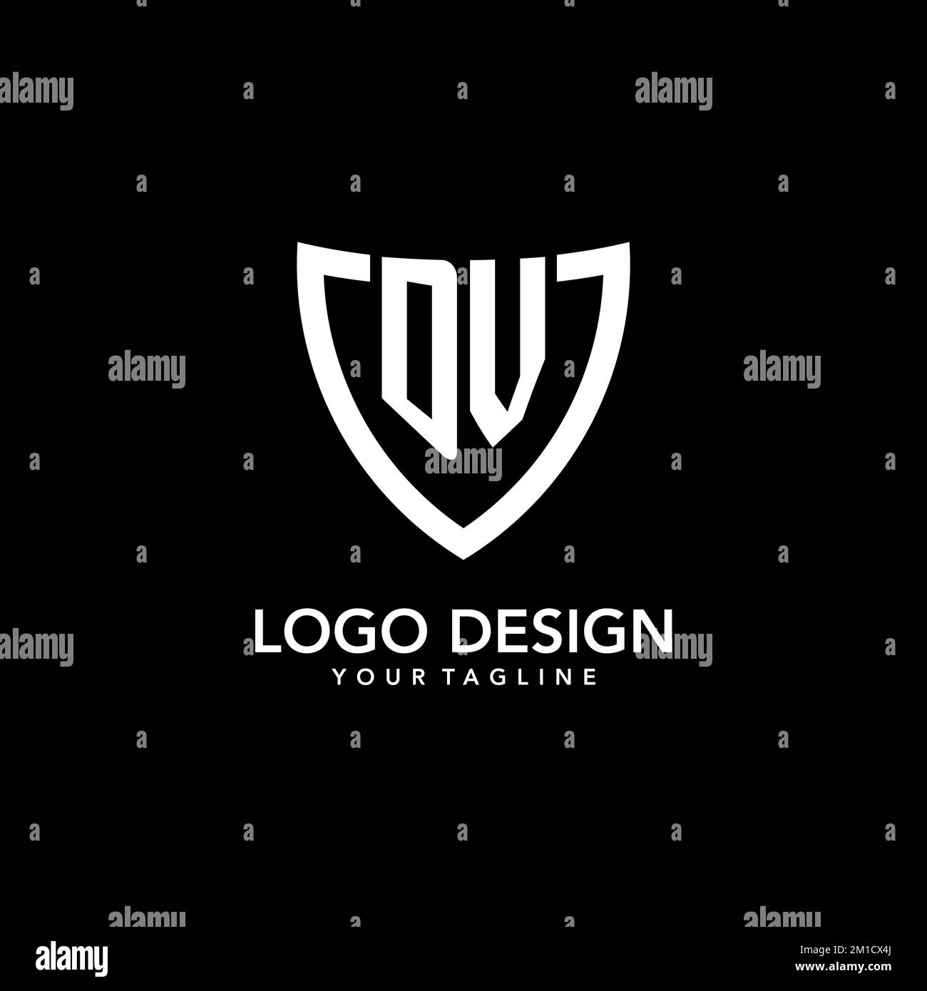 DV monogram initial logo with clean modern shield icon design ...