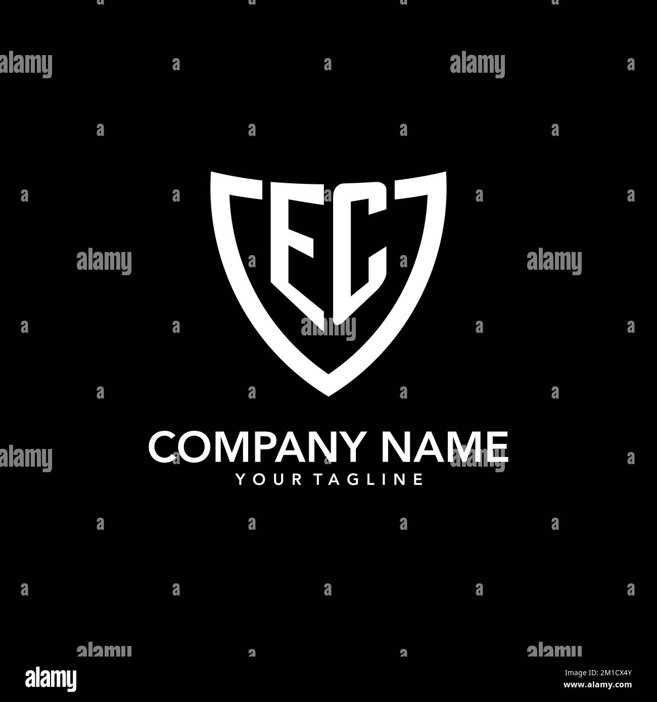 EC monogram initial logo with clean modern shield icon design ...