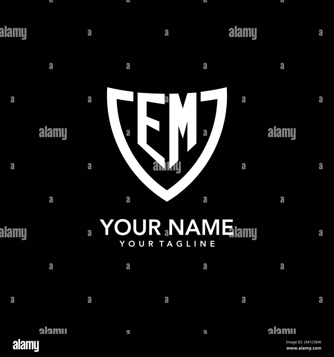 EM monogram initial logo with clean modern shield icon design ...