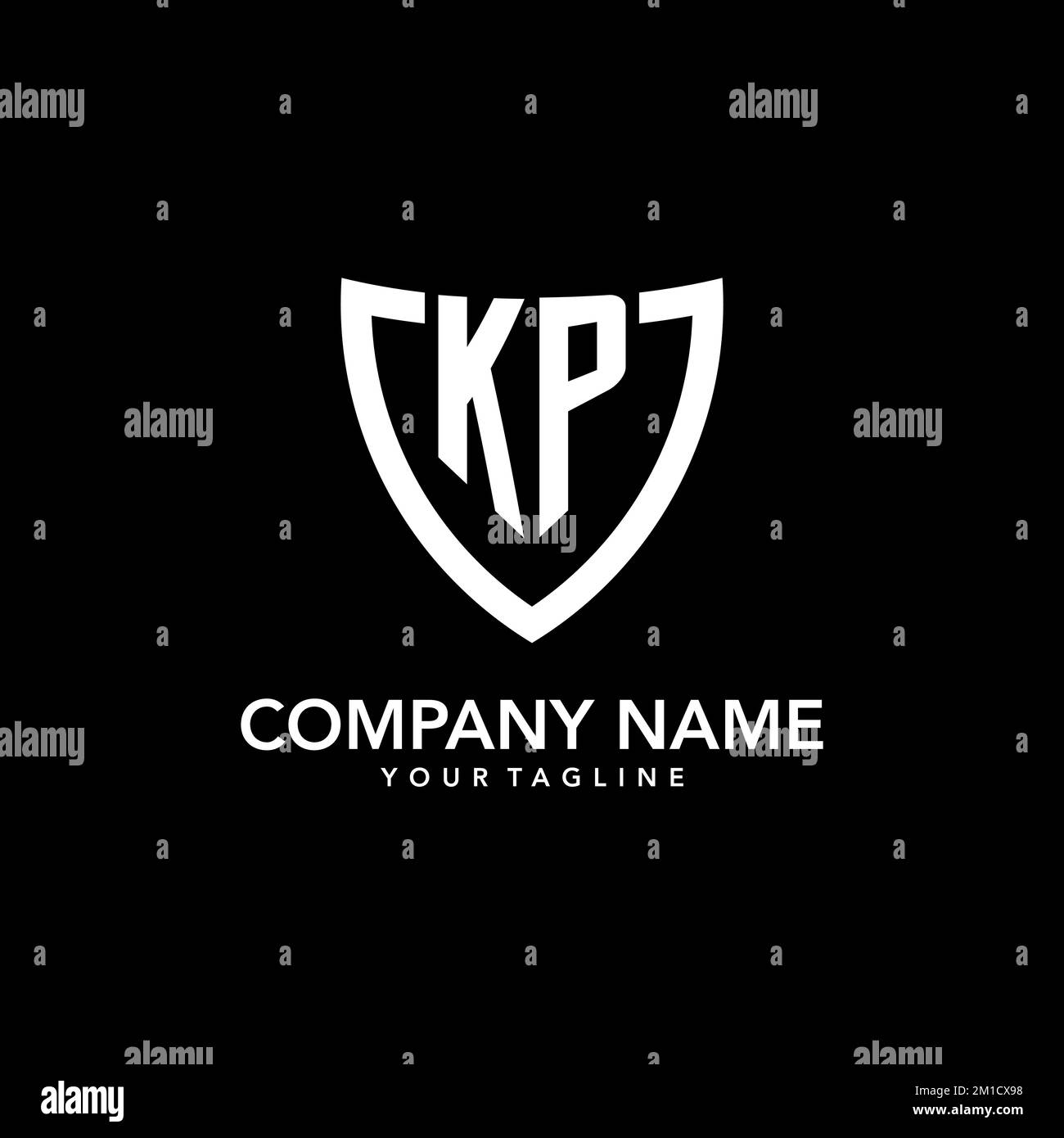 KP monogram initial logo with clean modern shield icon design ...