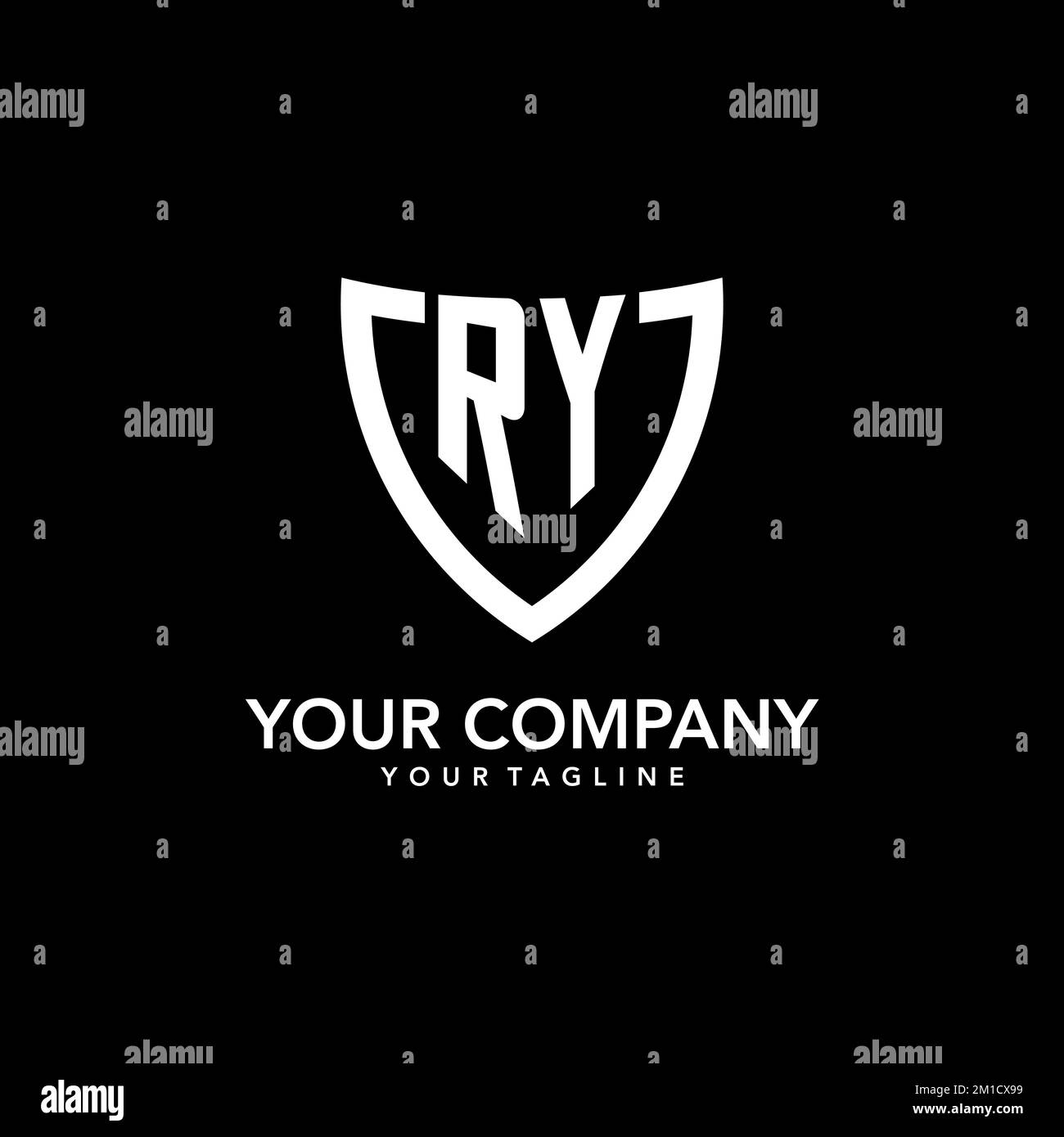 RY monogram initial logo with clean modern shield icon design ...