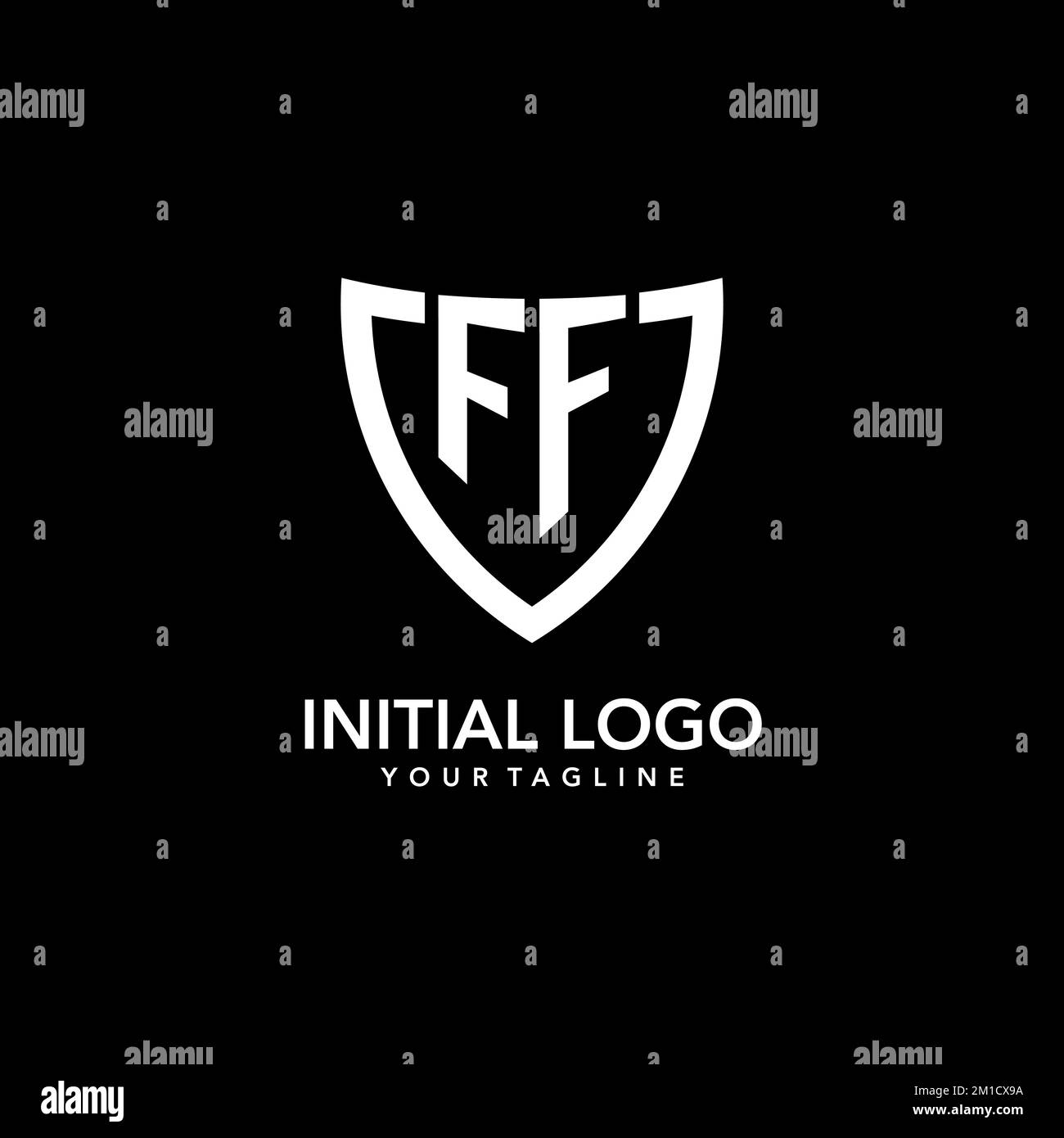 FF monogram initial logo with clean modern shield icon design ...