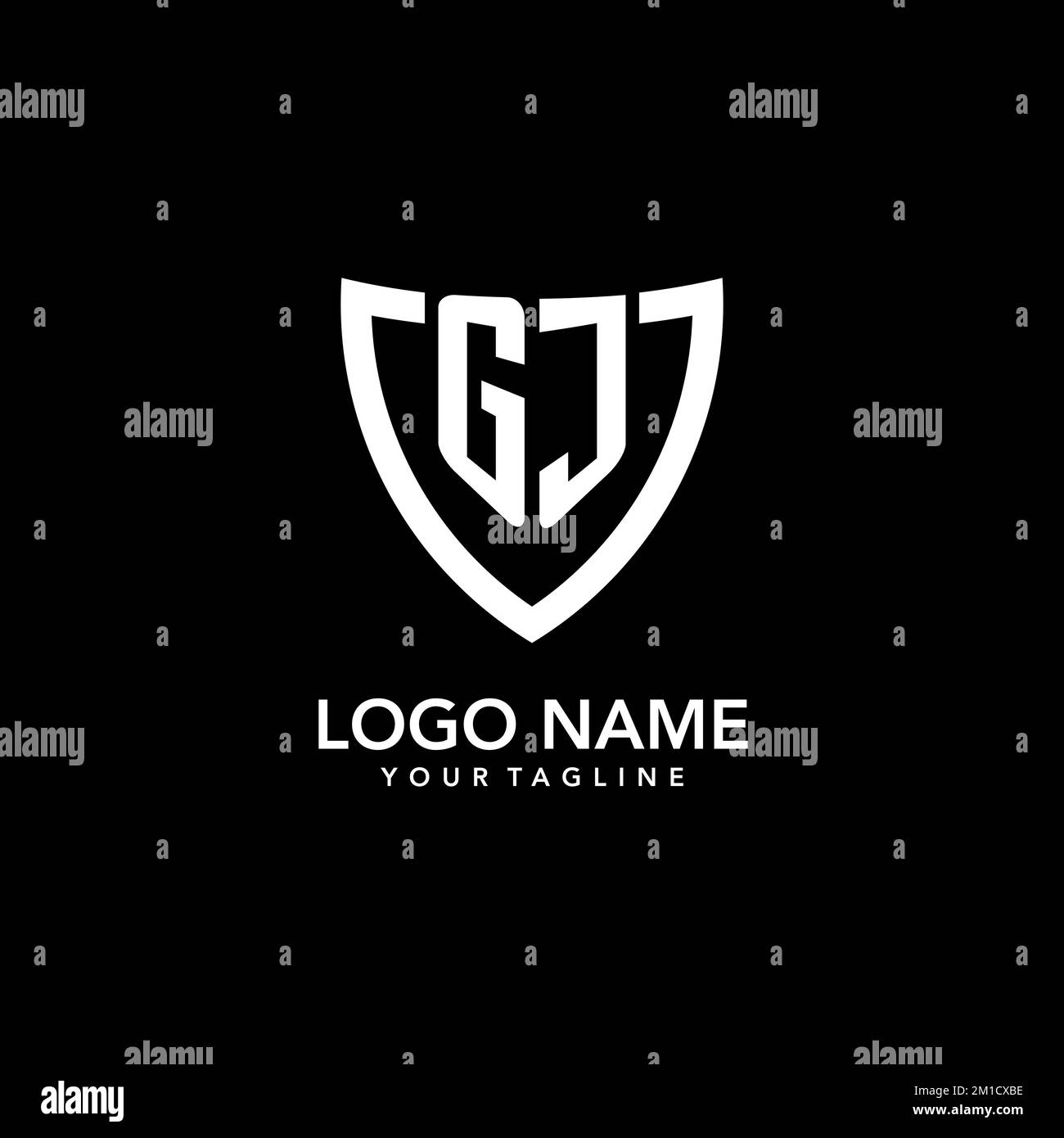 GJ monogram initial logo with clean modern shield icon design inspiration Stock Vector Image ...