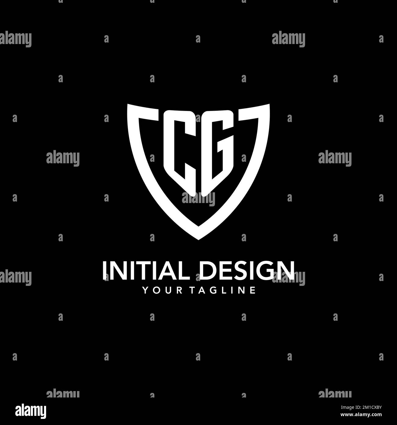 CG monogram initial logo with clean modern shield icon design ...
