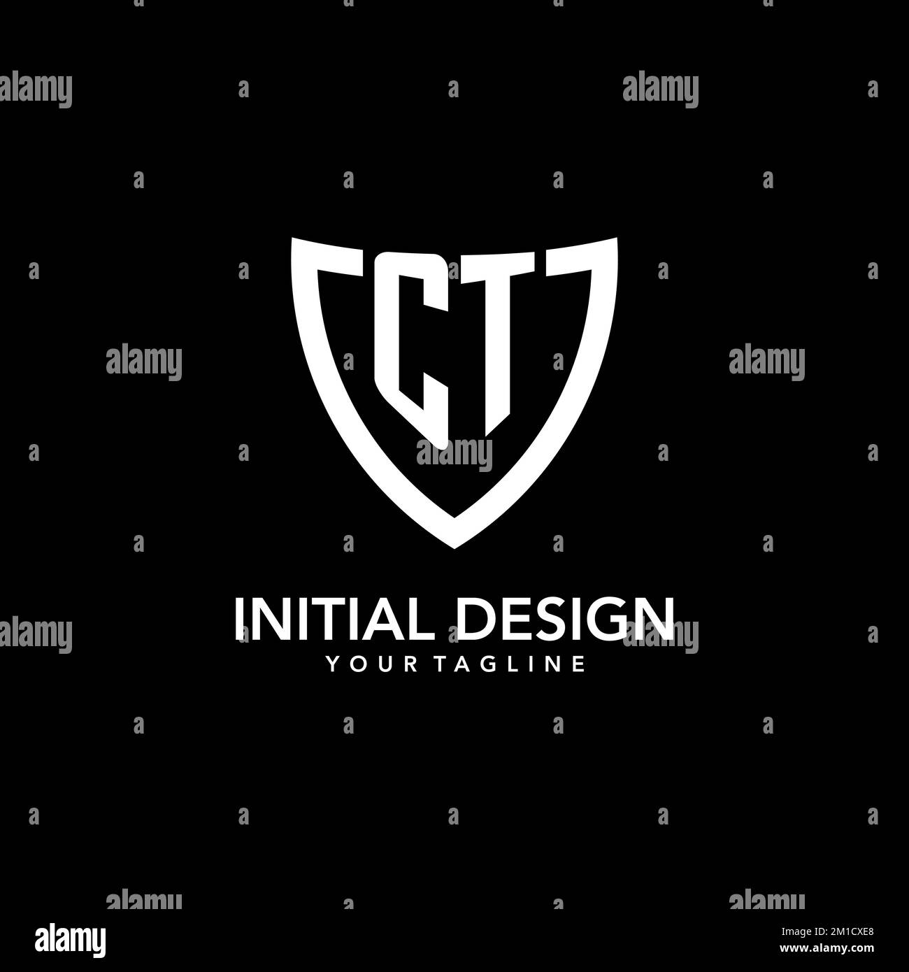 CT monogram initial logo with clean modern shield icon design ...