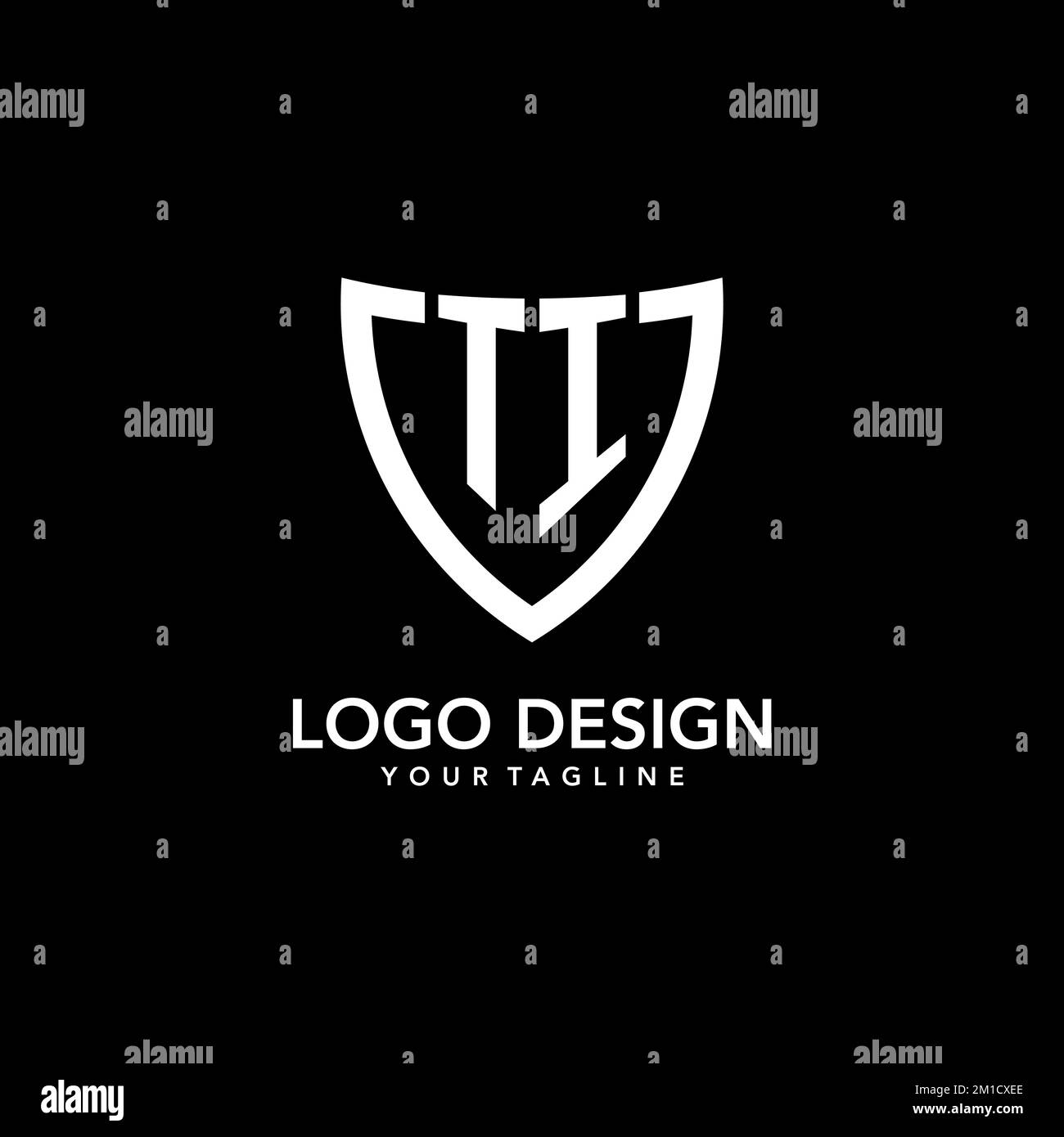 TI monogram initial logo with clean modern shield icon design ...